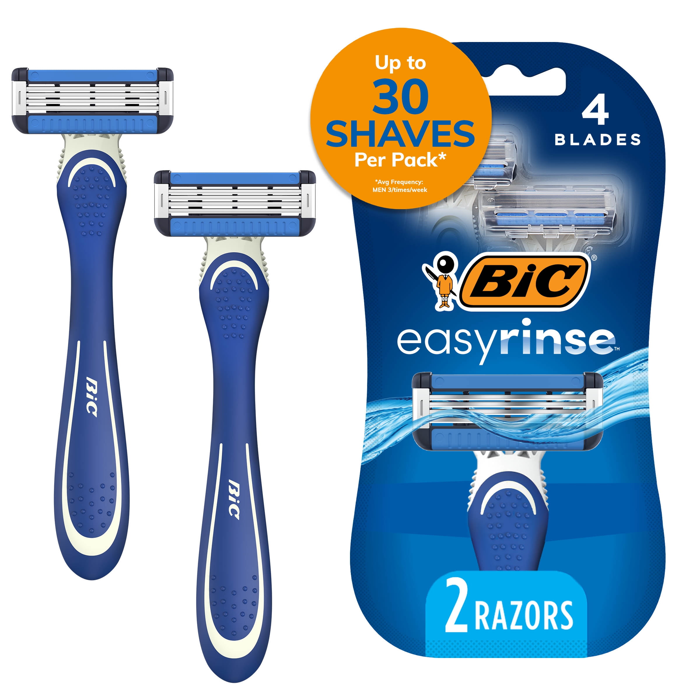 BIC EasyRinse Anti-Clogging Men's Disposable Razors, 4 Blades, 2 Count ...