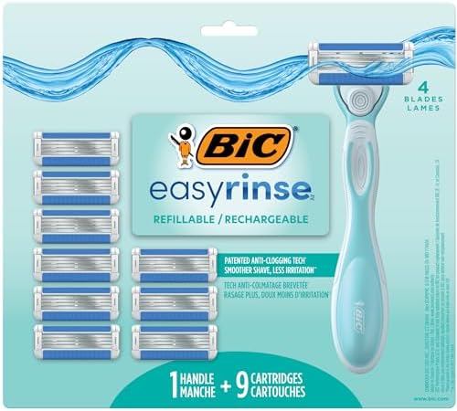 BIC EasyRinse Anti-Clogging, Refillable Women's Razors With 4 Blades, 1 ...