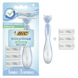 BIC EasyRinse Sensitive Anti-Clogging, Refillable Women's Razors With 4 ...
