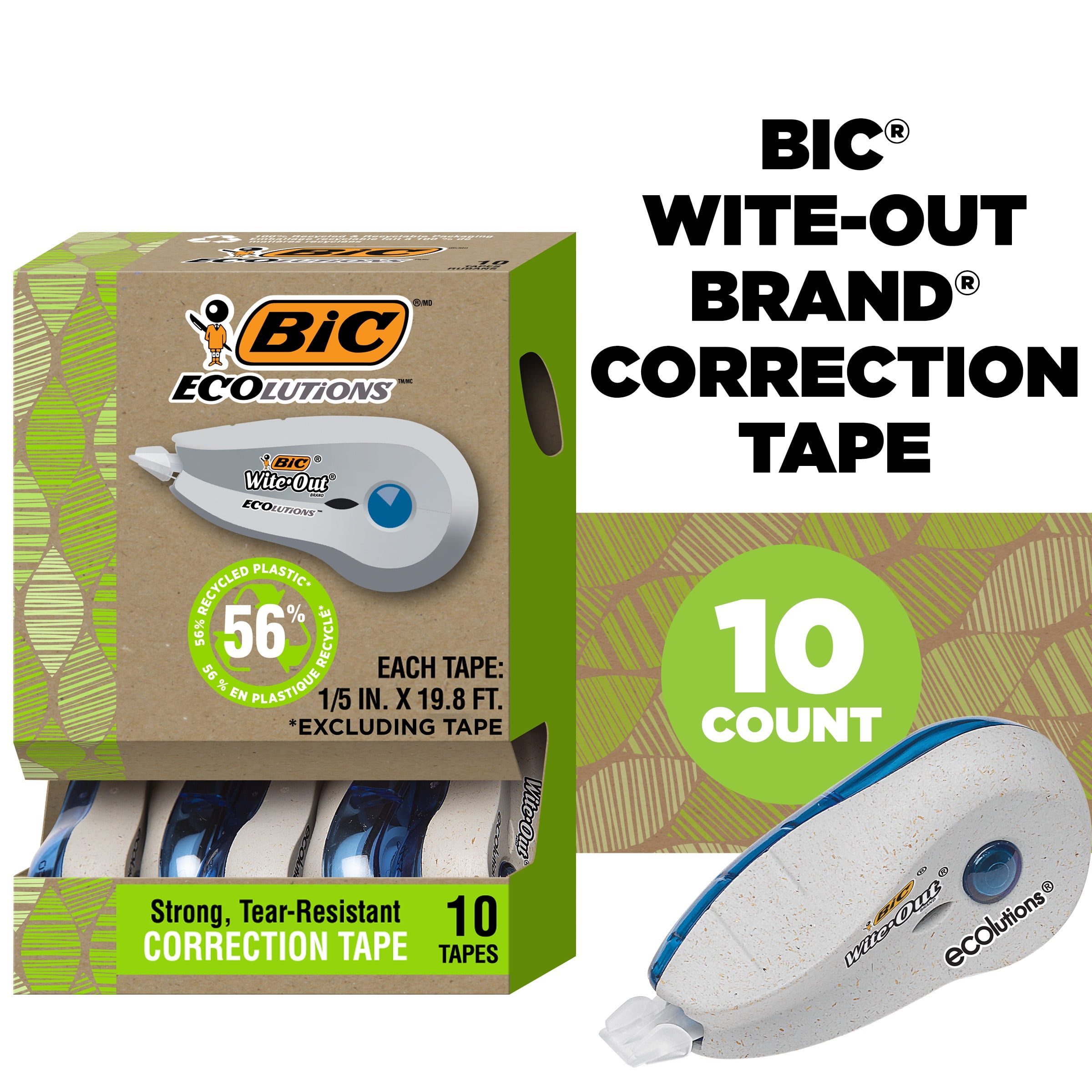 BIC Ecolutions Wite-Out Brand Correction Tape, 10-Count Pack - Walmart.com