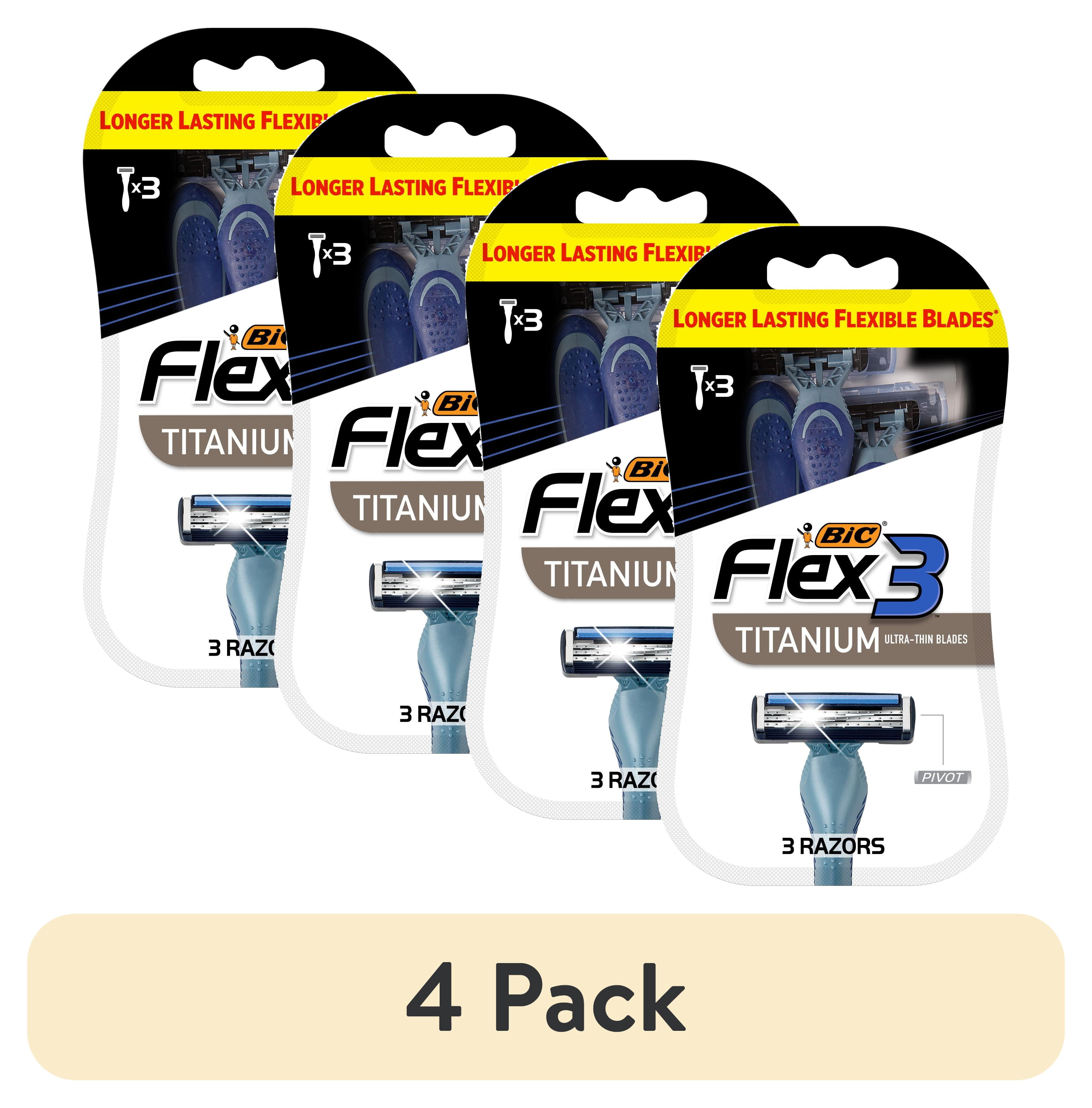 (4 pack) BIC Flex 3 Disposable Razors for Men, Manual Shaving Razors ...
