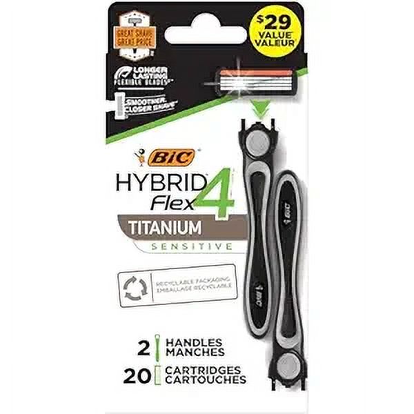 BIC Flex 4 Hybrid Men's 4-Blade Disposable Razor, 2 Handles and 20 ...