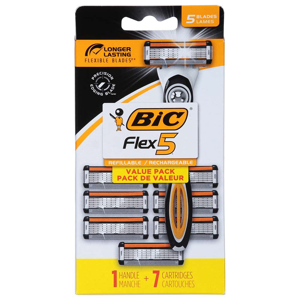 BIC Flex 5 Refillable Razor + 7 Cartridges - Each (Packaging Varies ...