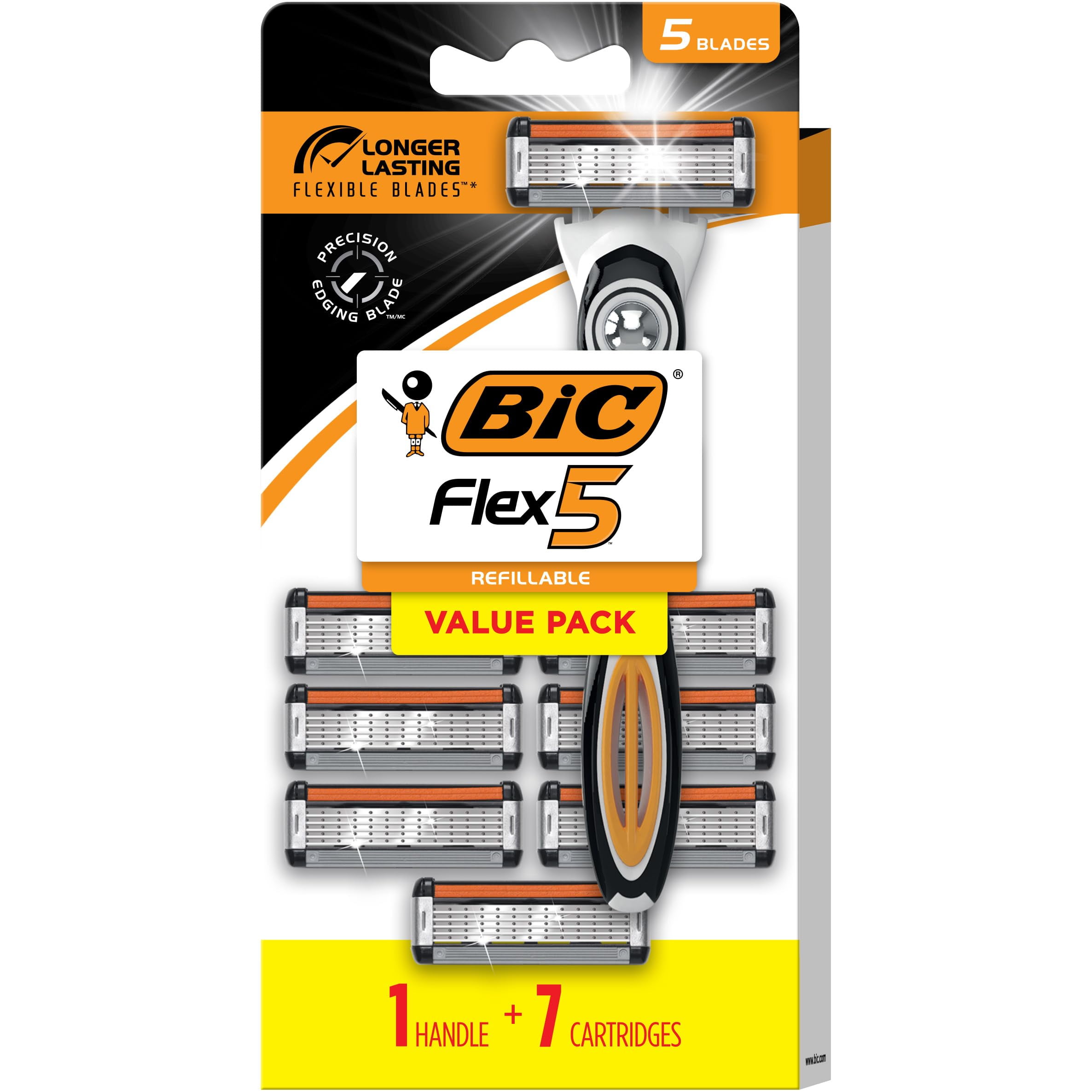 BIC Flex 5 Refillable Razors for Men, Long-Lasting 5 Blade Razors for a ...