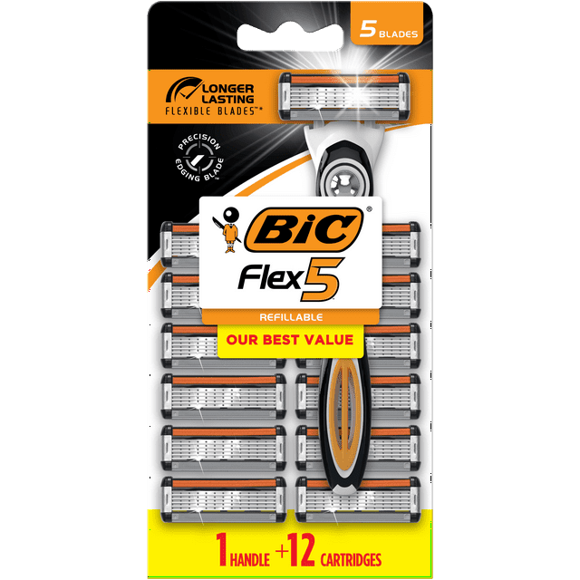 BIC Flex 5 Refillable Razors for Men, Long-Lasting, 5-Blades, 1 Handle ...