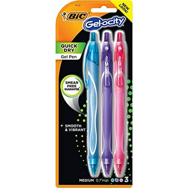 BIC Gel-Ocity Quick Dry Gel Pens, Medium Point Retractable, Assorted ...