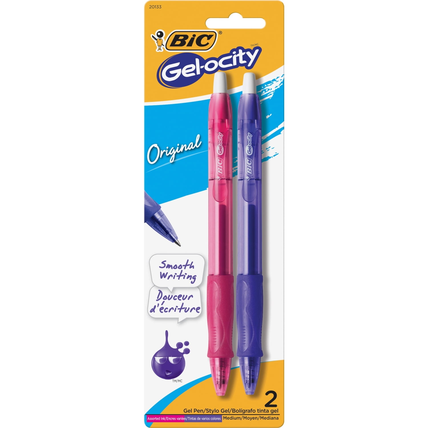 BIC Gelocity Original Retractable Fashion Gel Pen, Medium Point (0.7 mm ...