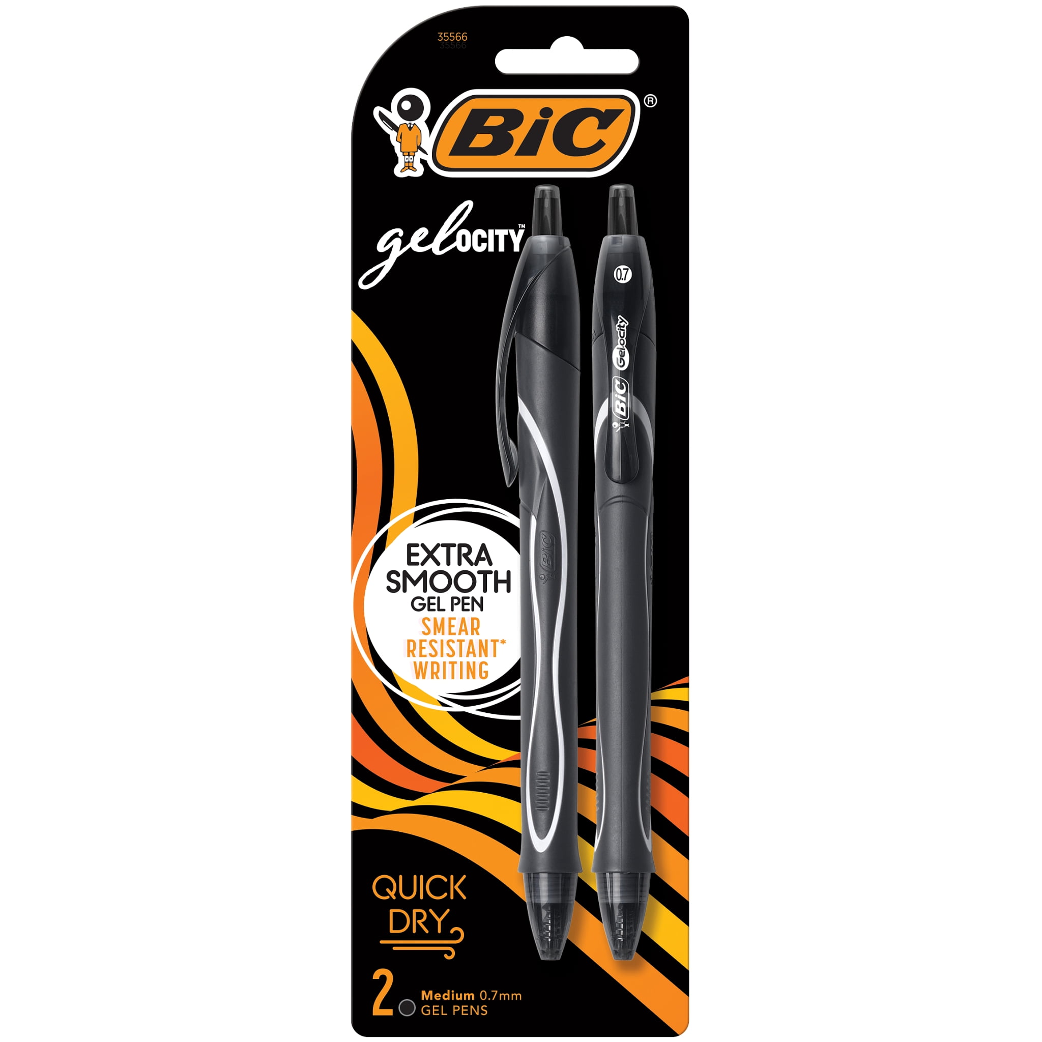 BIC Gelocity Quick Dry Retractable Black Gel Pens, Bold Ink ...