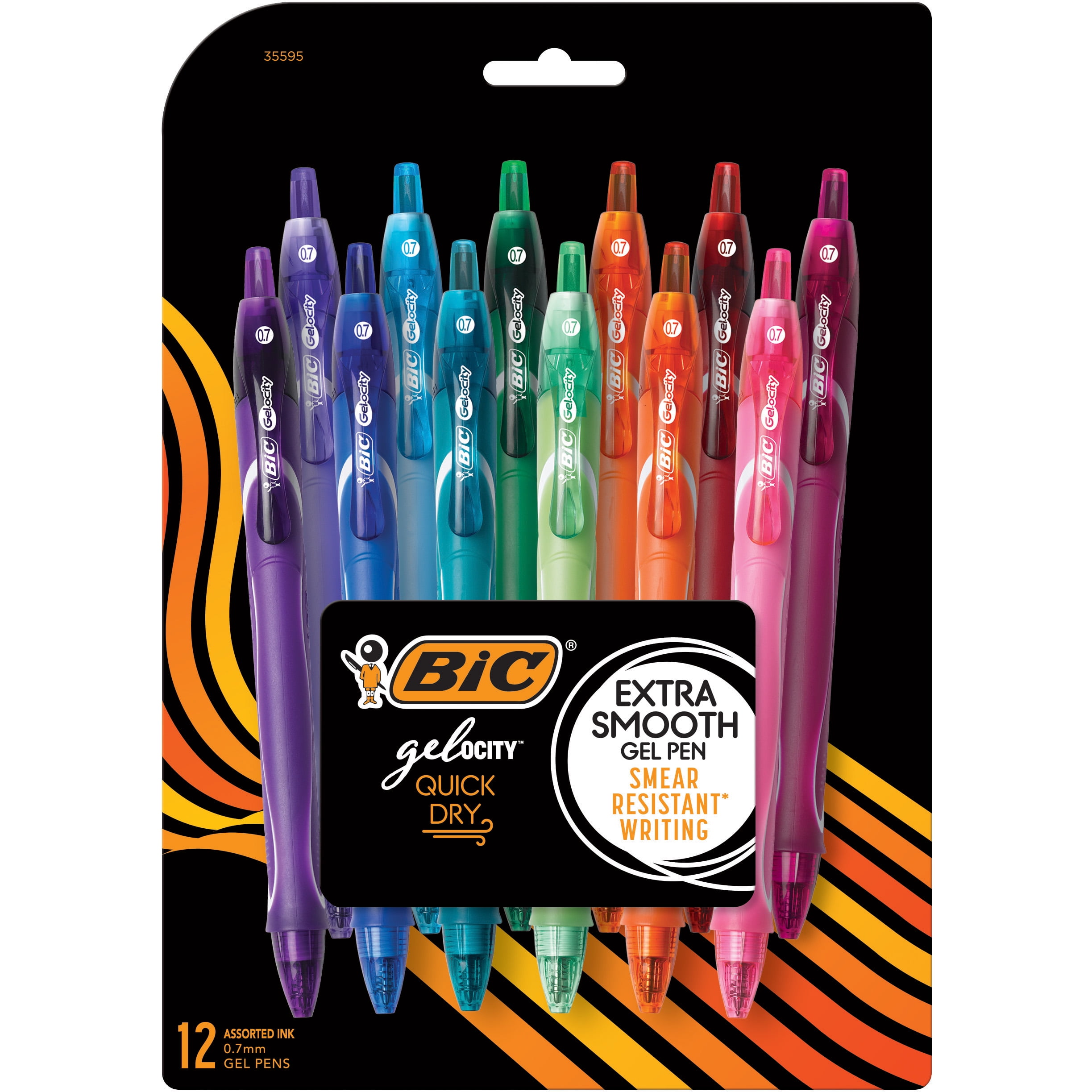 BIC Gelocity Gel Pen, Medium Point, 0.7 mm, Assorted Ink, 12 Count ...