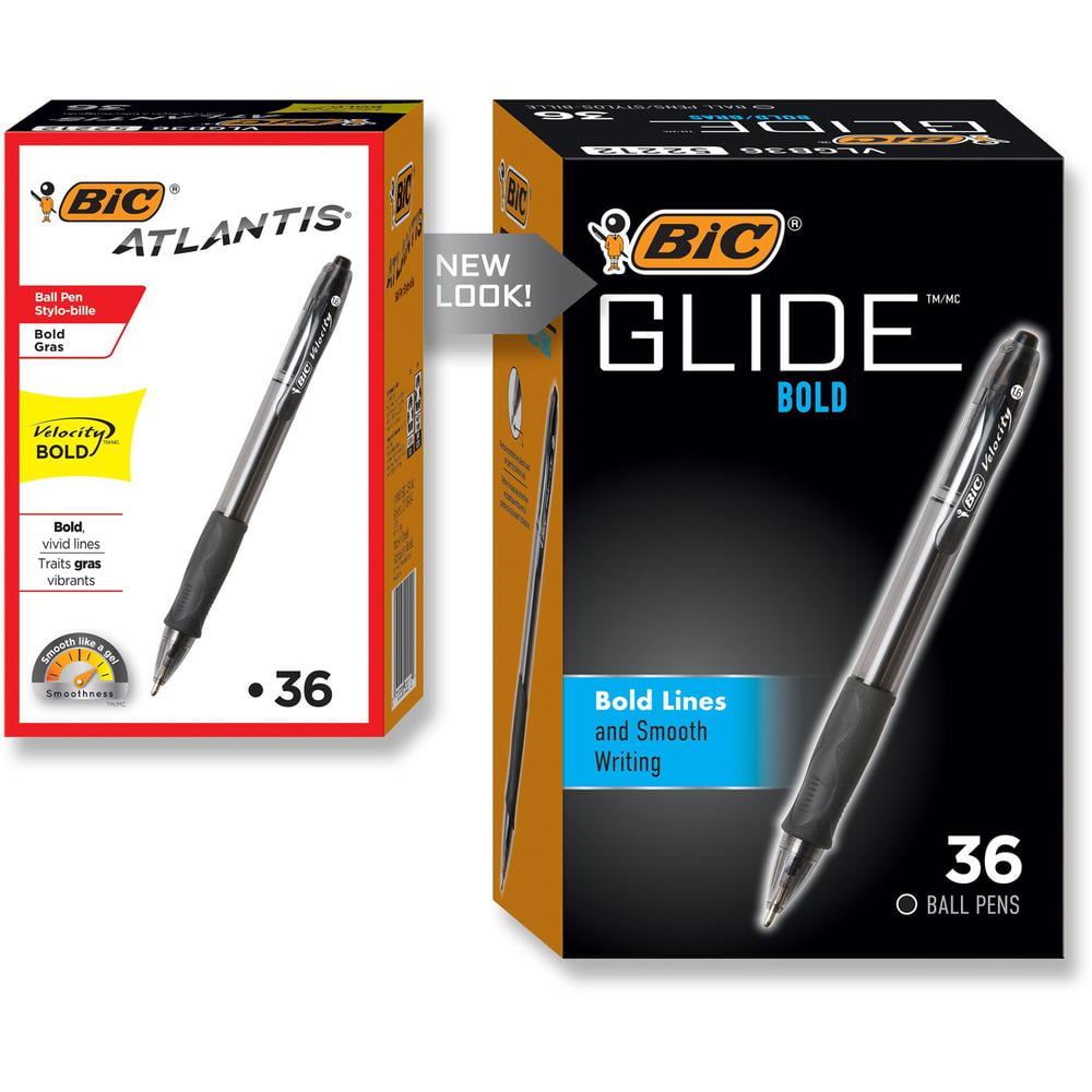 BIC GLIDE Bold Ballpoint Pen Value Pack, Retractable, Bold 1.6 mm ...