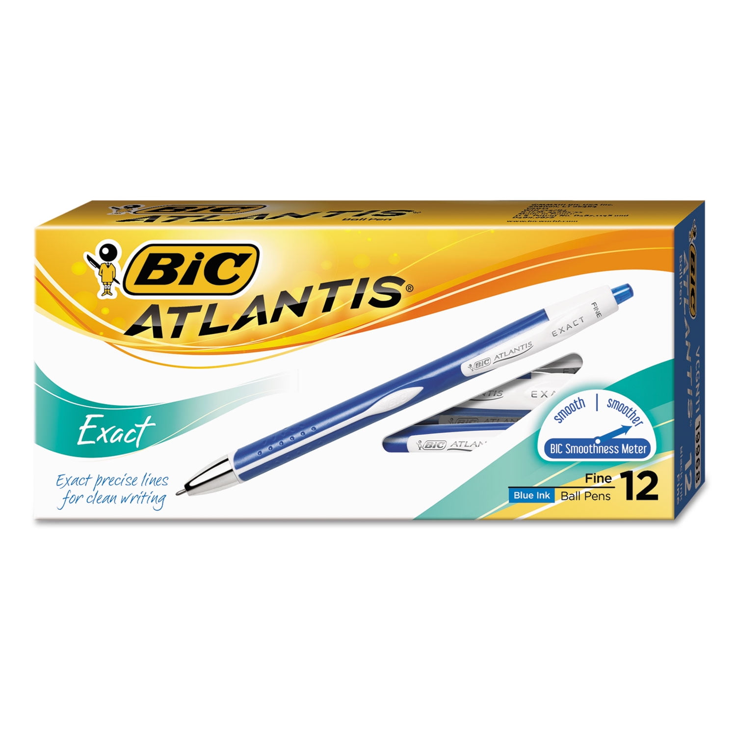 BIC Glide Exact Blue Retractable Ballpoint Pens, Fine Point (0.7mm), 12 ...