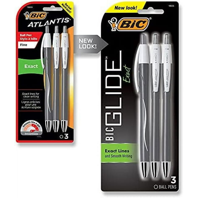 BIC Glide Exact Retractable Ball Point Pen, Fine Point (0.7 mm), Black ...
