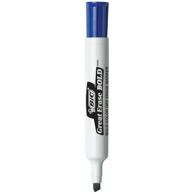 BIC Great Erase Bold Dry Erase Markers, Chisel Tip, Blue, Dozen ...