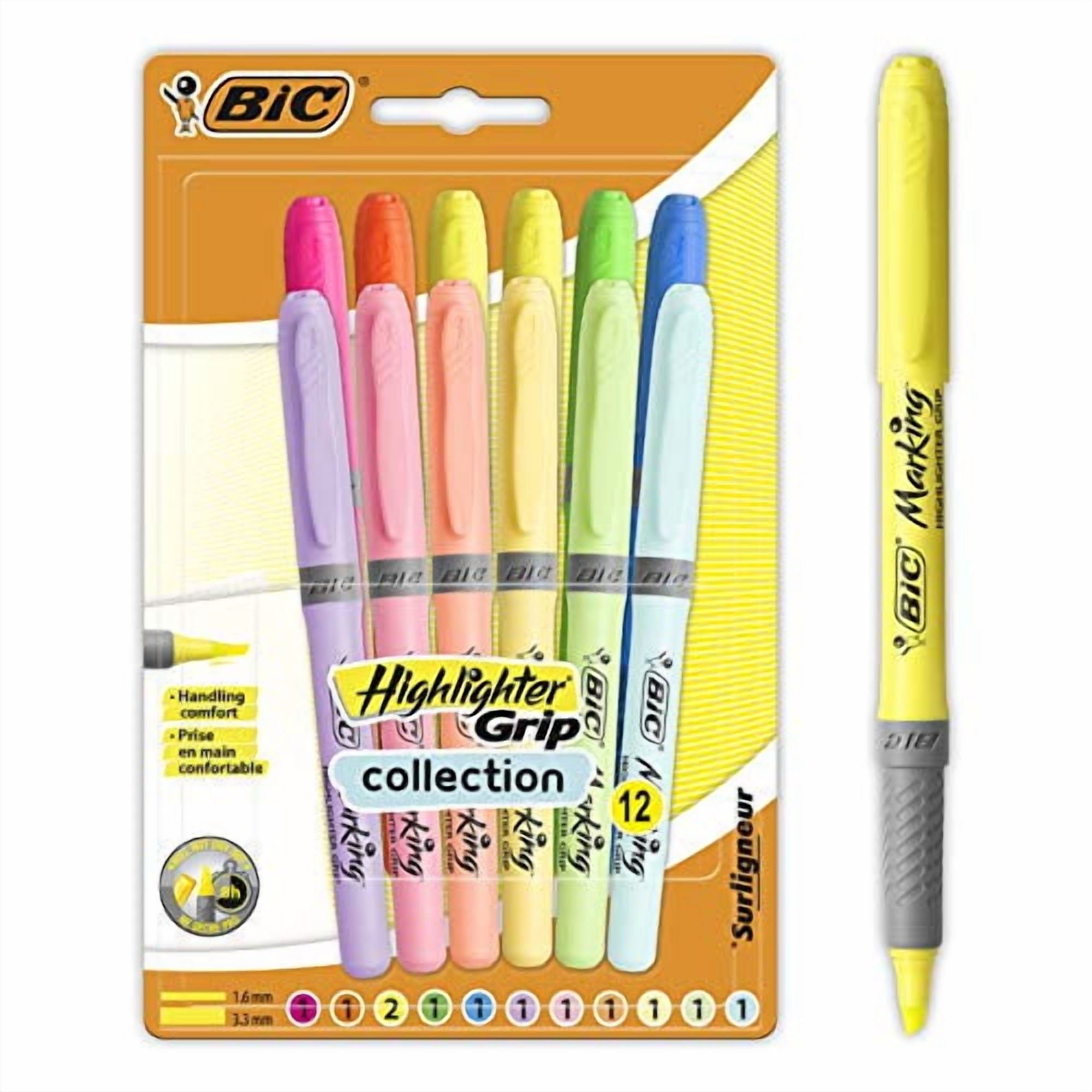 BIC Highlighter Grip, Ribbed Rubber Grip for Extra Comfort, Water-Based ...