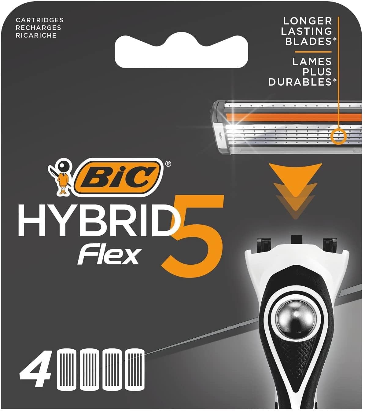 BIC Hybrid 5 Flex Men's Shaver Refills with 5 Moveable Nano-Tech ...