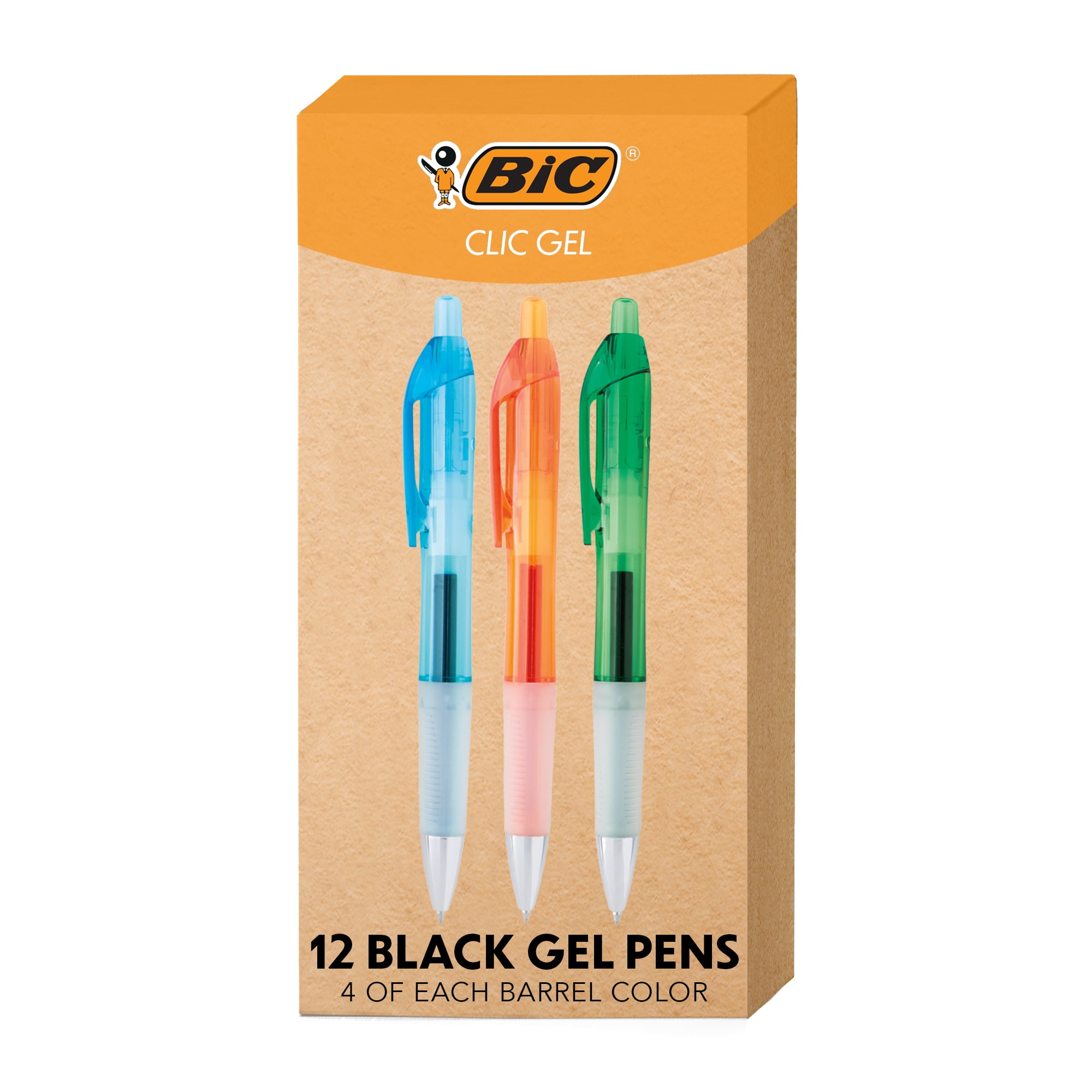 BIC Intensity Clic Black Gel Pens, Medium Point, 12-Count - Walmart.com