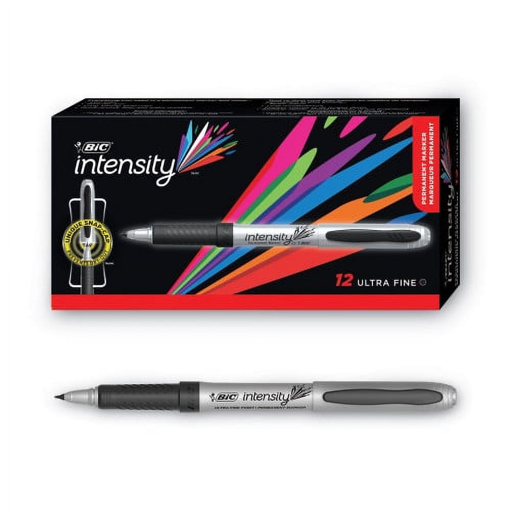 BIC Intensity Fine Tip Permanent Marker, Fine Bullet Tip, Tuxedo Black ...