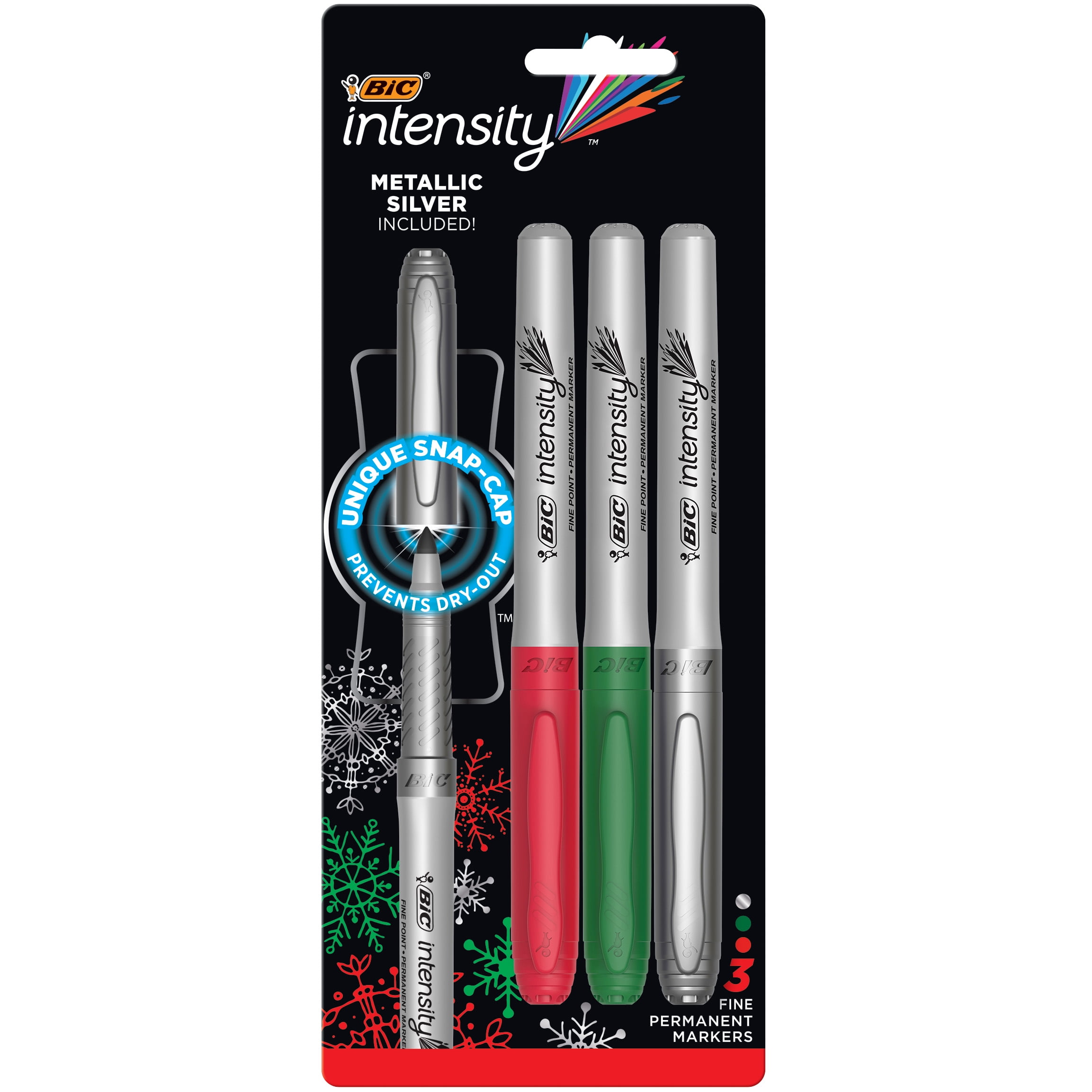 BIC Intensity Holiday Permanent Markers, Fine Point, Assorted Colors, 3 ...