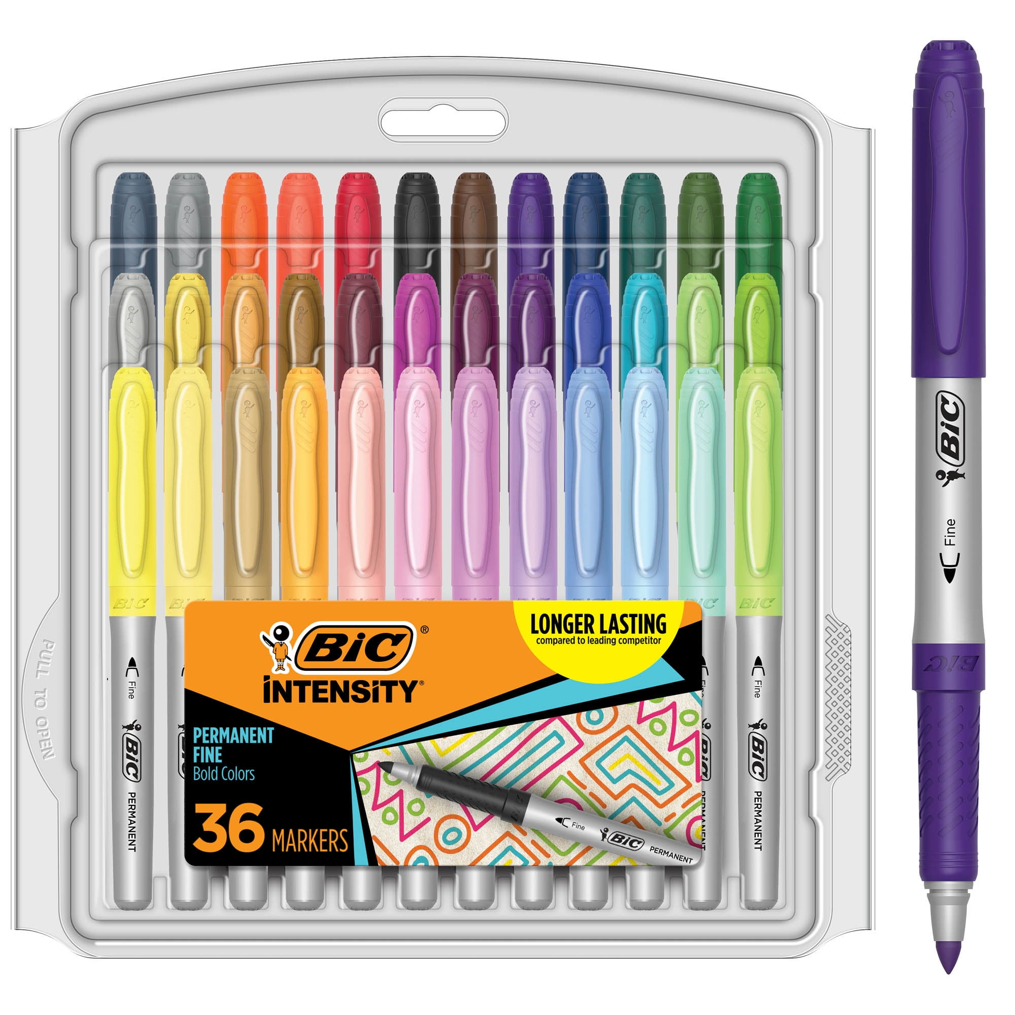 BIC Intensity Fine Point Permanent Markers, 36-CT Assorted Colors, Tip ...
