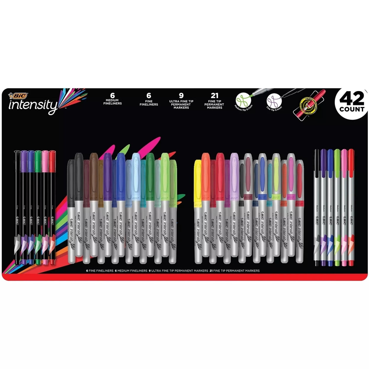 BIC Intensity Permanent Marker & Ultra Fine Tip Fineliners, Assorted ...