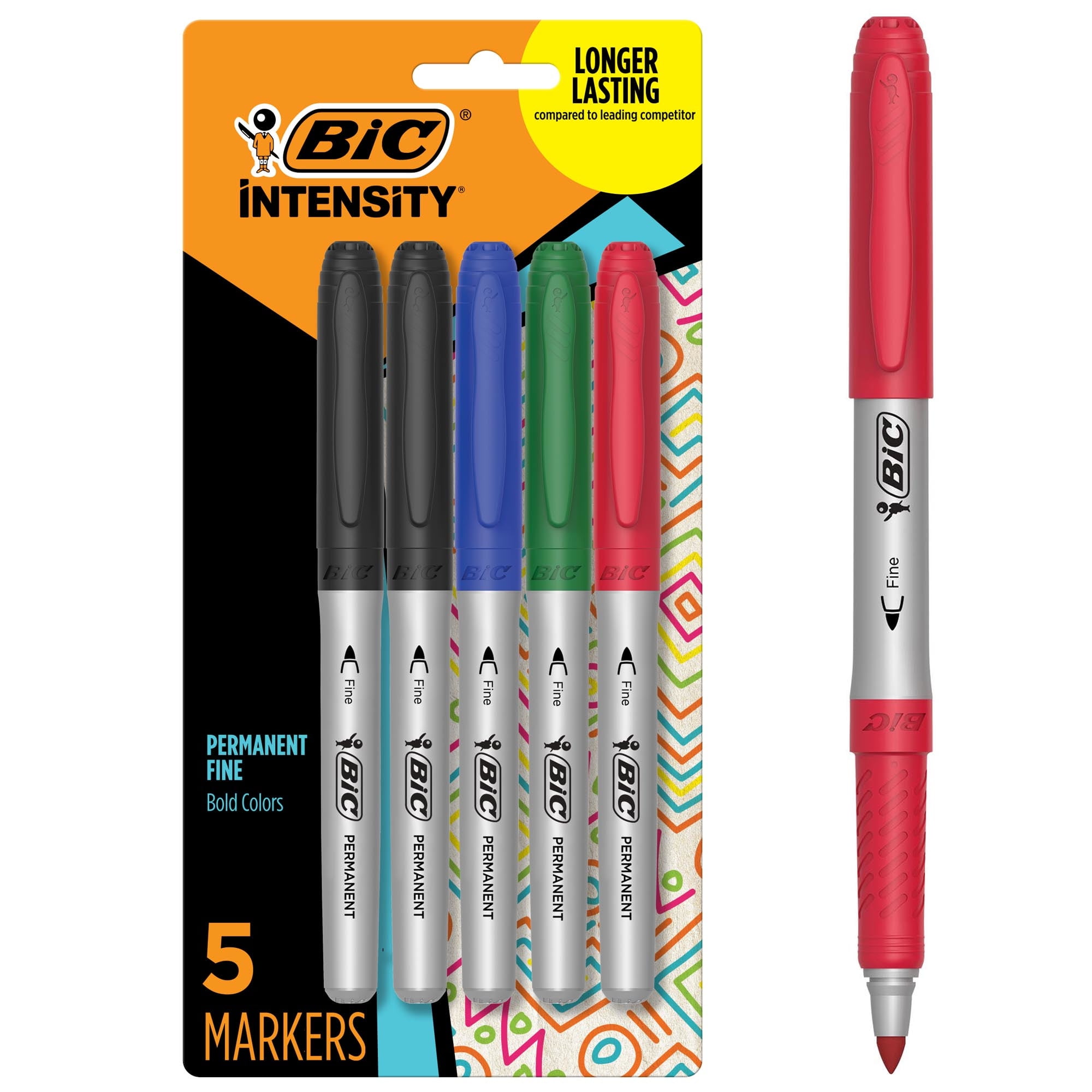 BIC Intensity Permanent Markers Fine Point, Assorted Colors, 5-Count ...