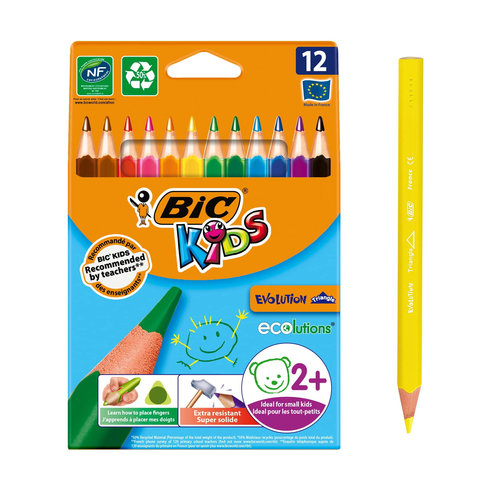 BIC Kids Evolution ECOlutions, Triangular Colouring Pencils, Ideal for ...