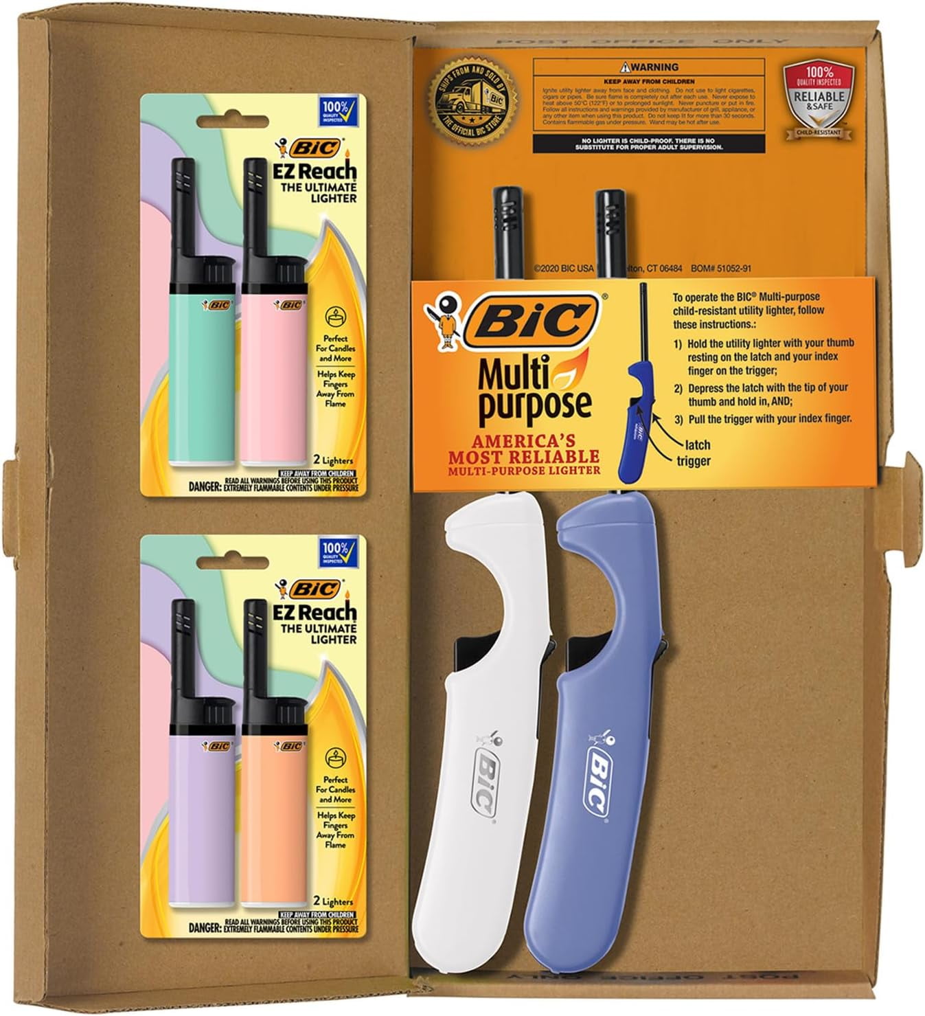 BIC Lighter Combination 2 Multi-Purpose Lighters with Long Metal Wand ...