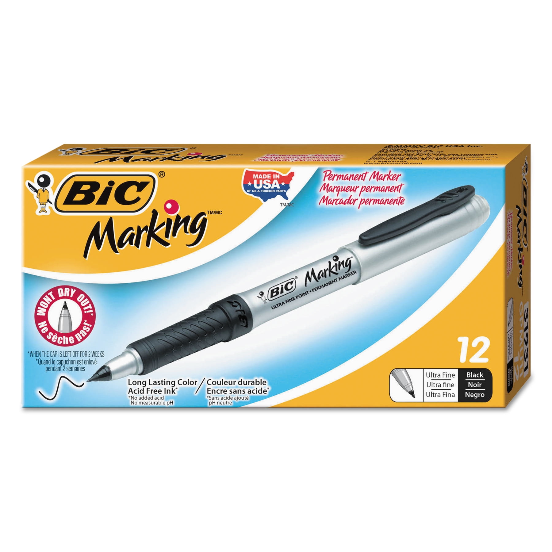BIC Mark-It Ultra-Fine Point Permanent Marker, Ultra Pack, Black, 1 ...