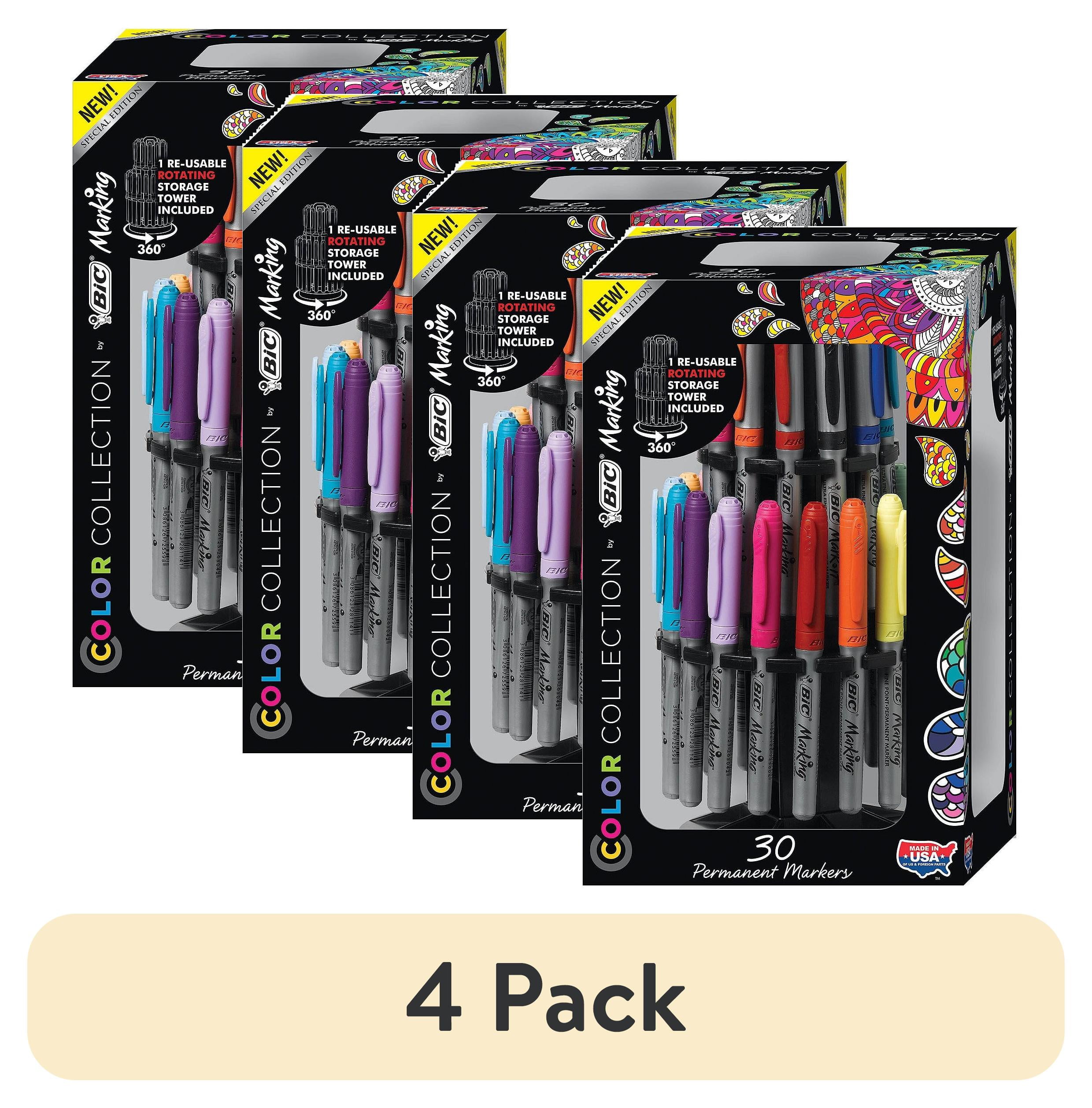(4 pack) BIC Marking Color Collection Permanent Marker Tower, Assorted ...