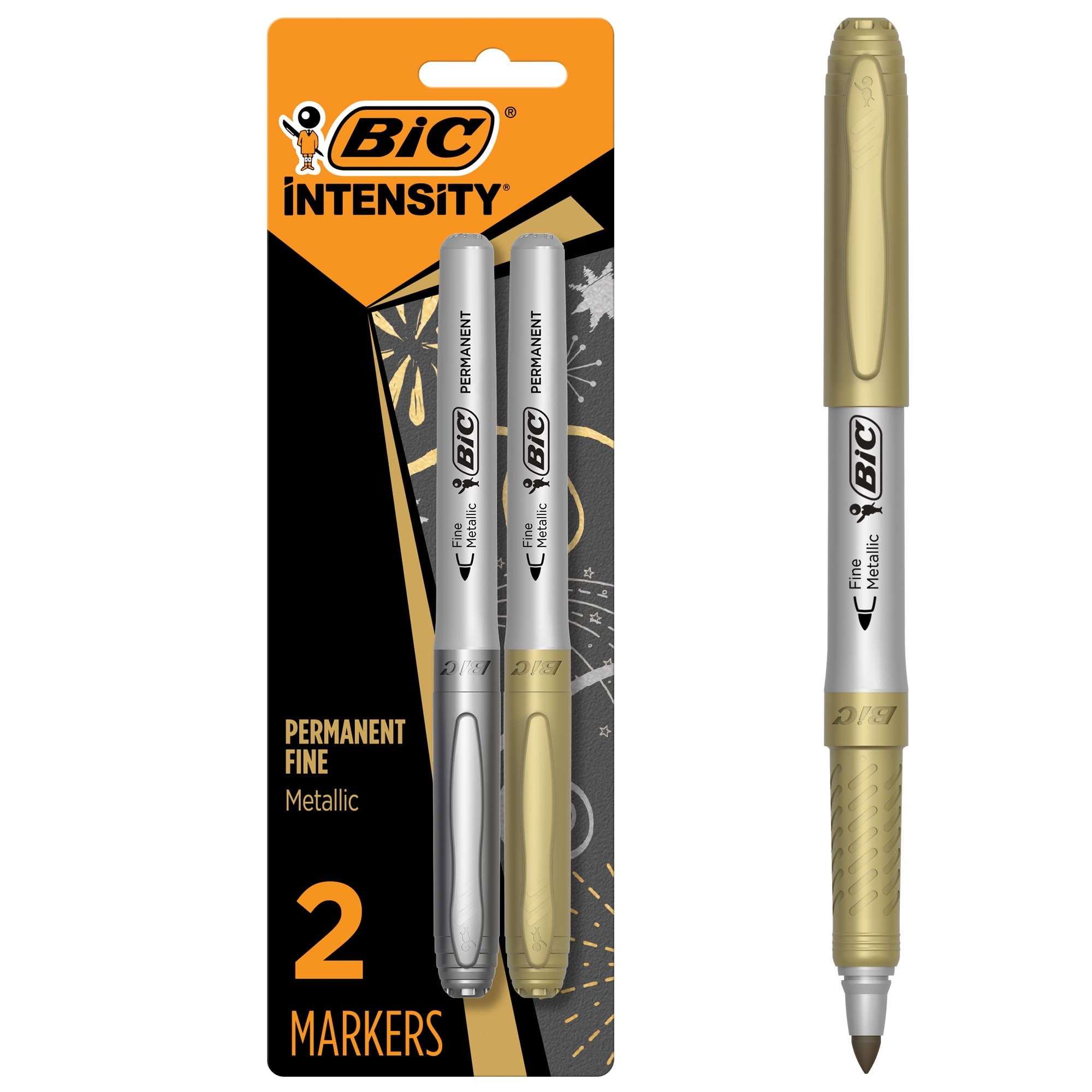 BIC Marking Permanent Marker, Metallic, Fine Point, Assorted Colors, 2 ...
