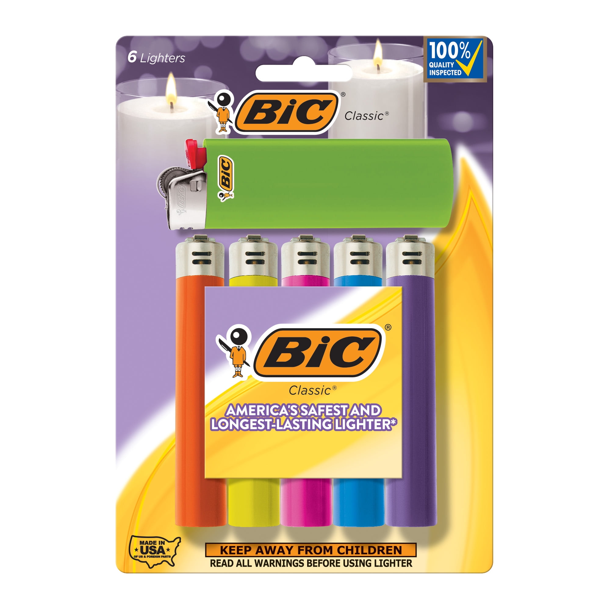 BIC Maxi Pocket Lighter, Assorted Colors, 6-Pack - Walmart.com