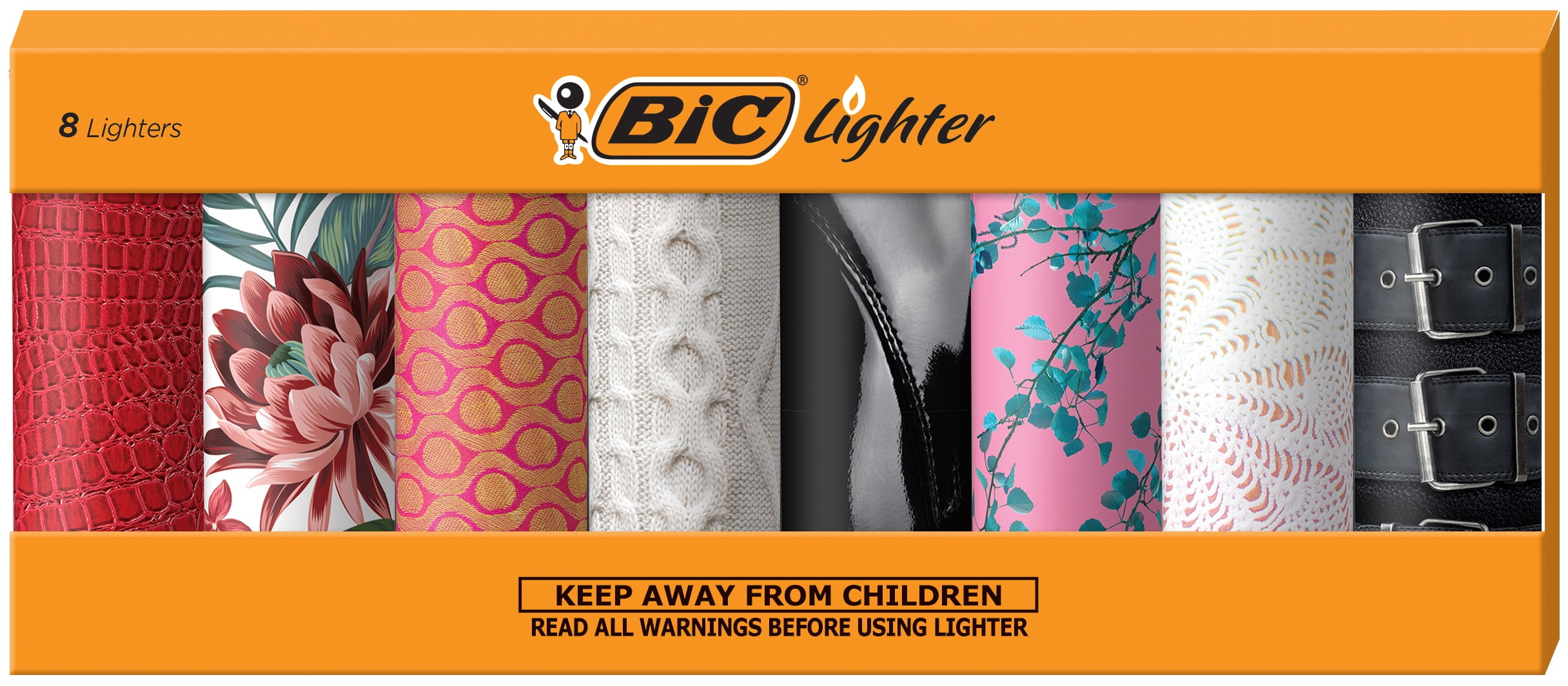 BIC Maxi Pocket Lighter, Fashion Series, 8-Count, Unique Designs ...