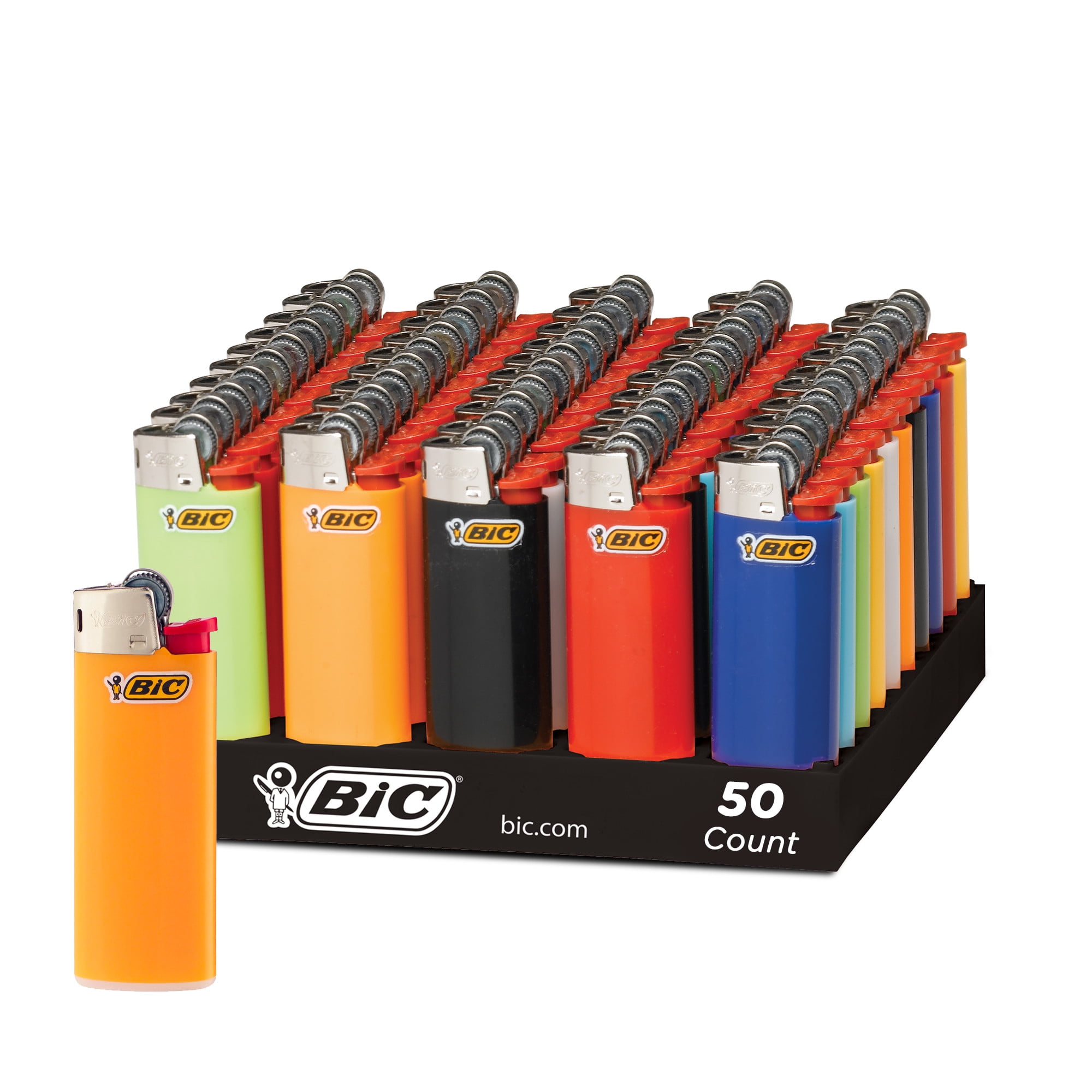BIC Mini Comfortable Disposable Pocket Lighter, Assorted Colors, 50 ...