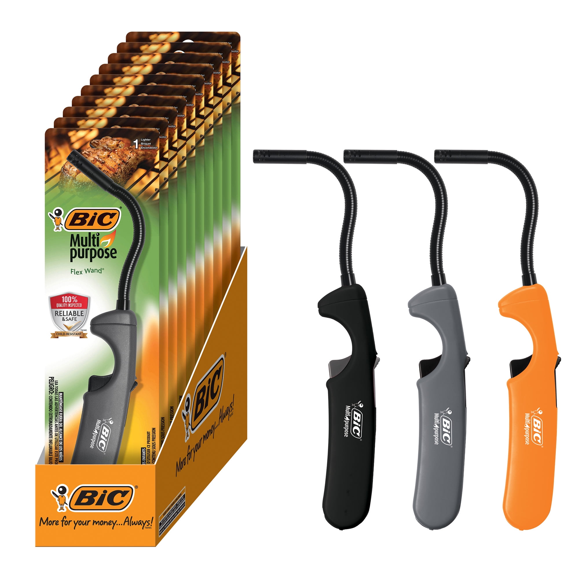 BIC Multi-Purpose Flex Wand Lighters, Assorted Handle Colors 10-ct ...