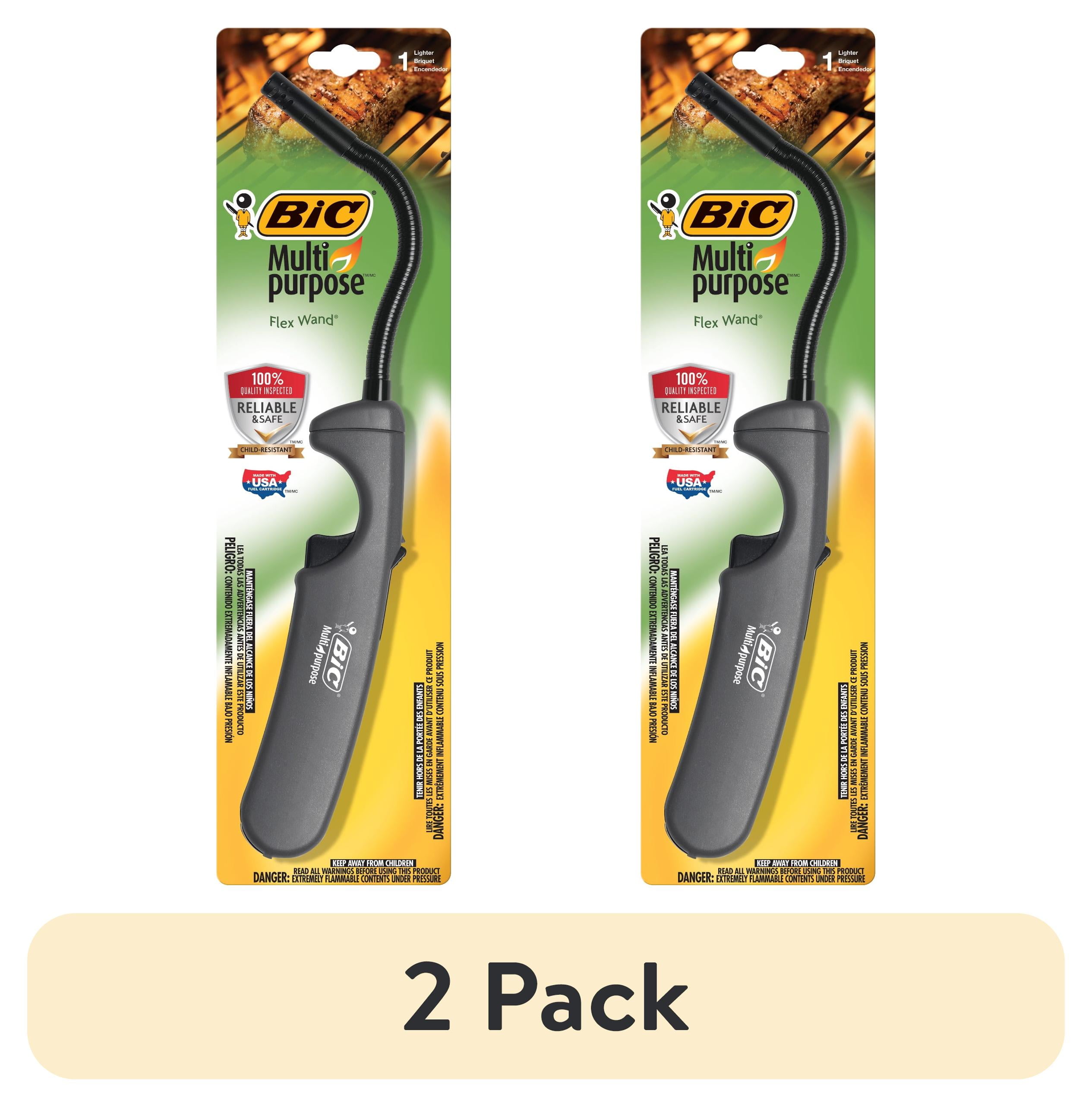 (2 pack) BIC Multi-Purpose Flex Wand Lighters, Safe Flexible Metal Wand ...