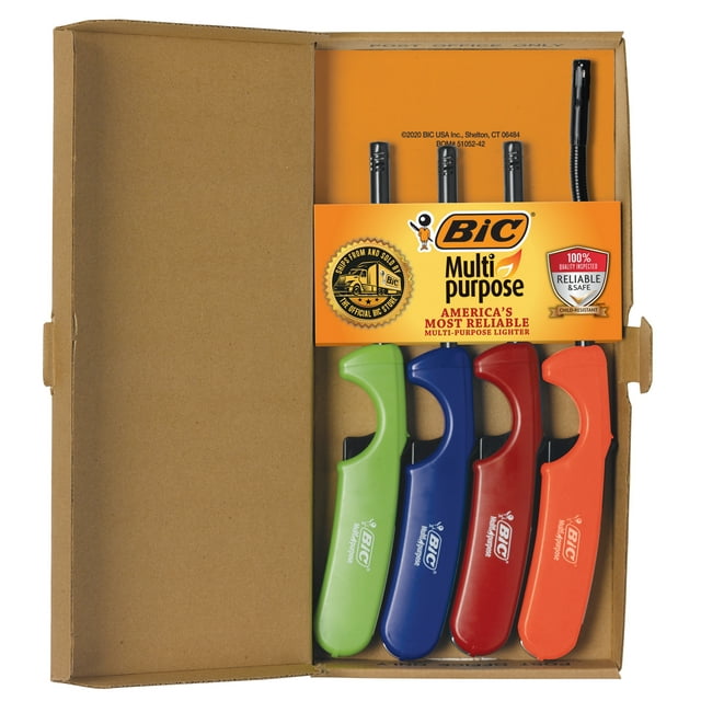 BIC Multi-purpose Classic Edition Lighter & Flex Wand Lighter, 4-Pack ...