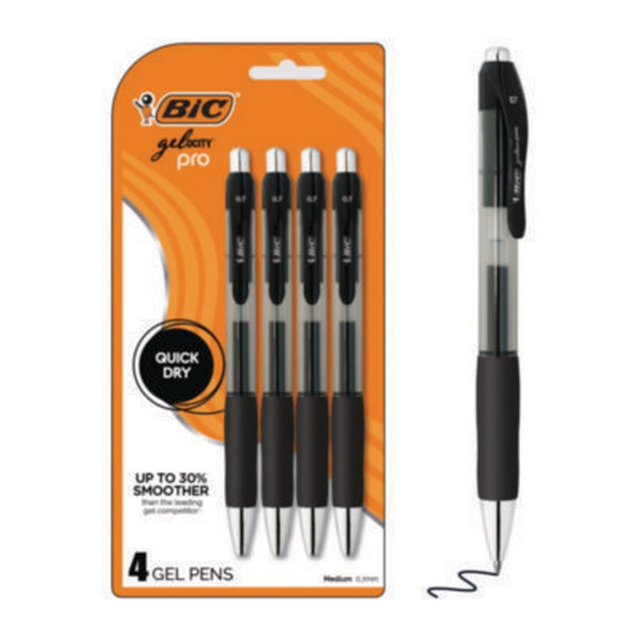Bic Corporation RPGLP4BLK Gel-ocity Pro Gel Pen, Retractable, Medium 0. ...