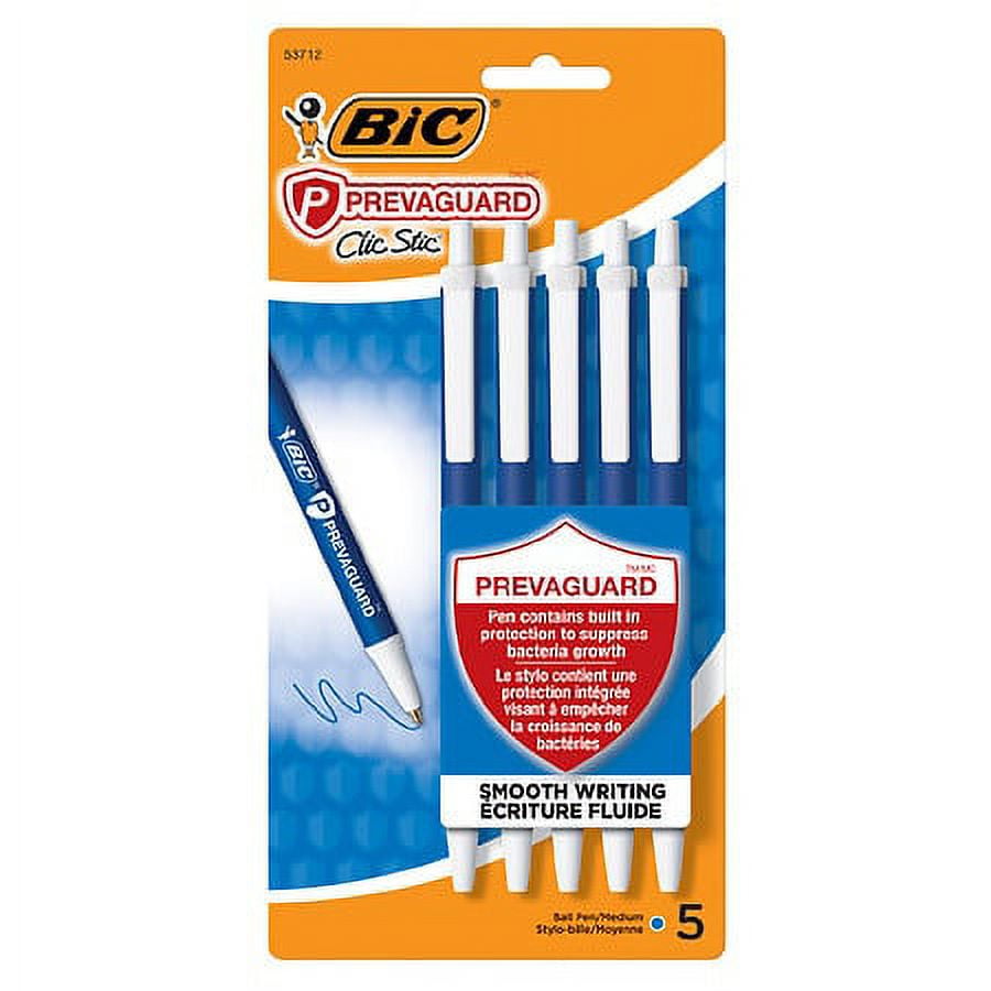 BIC PrevaGuard Antimicrobial Clic Stic Ballpoint Pen - Blue 5 Pens ...