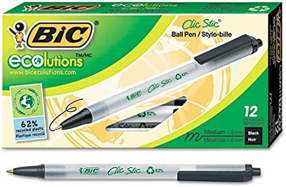 BIC Retractable Ball Pens, Medium Point, 1DZ, CL Barrel/BK Ink ...