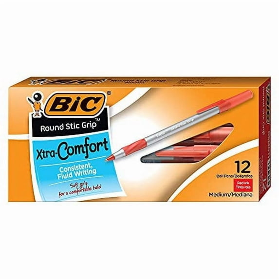 BIC, Ballpoint Pen, Medium Point 1.2mm, Red, 12-Count - Walmart.com