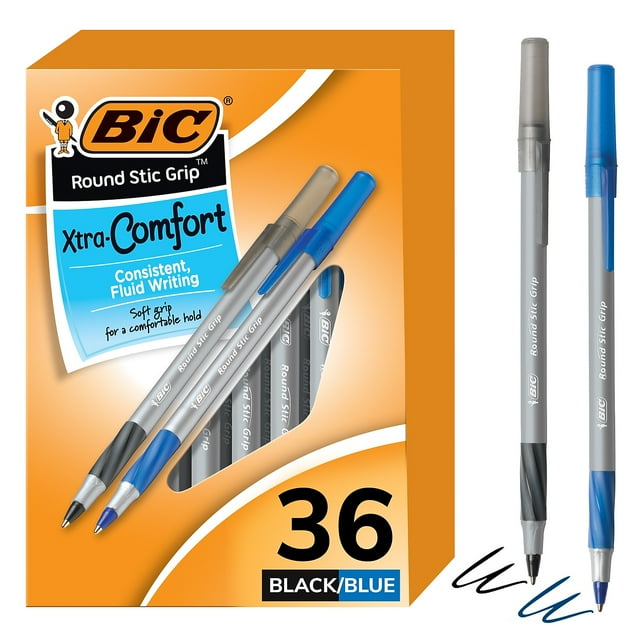 BIC Round Stic Grip Xtra-Comfort Ballpoint Pen Medium Point Assorted ...