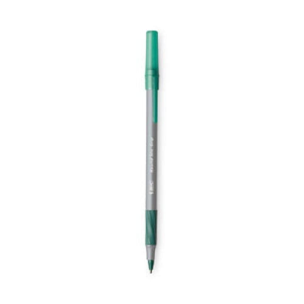 BIC Round Stic Grip Xtra Comfort Stick Ballpoint Pen, 1.2mm, Green Ink ...