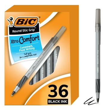 BIC Round Stic Xtra Life Ballpoint Pen, Medium Point (1.0mm), Black, Flexible Round Barrel For ...