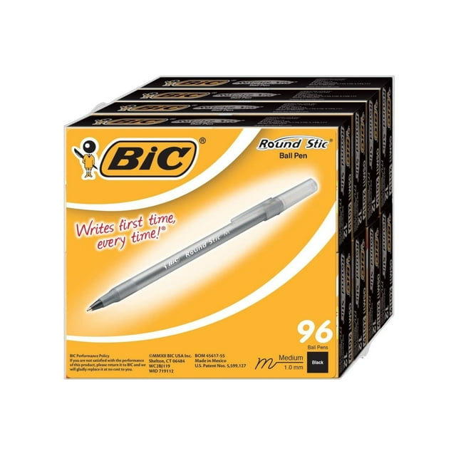 BIC Round Stic Xtra Life - 96 Count - Black - Walmart.com