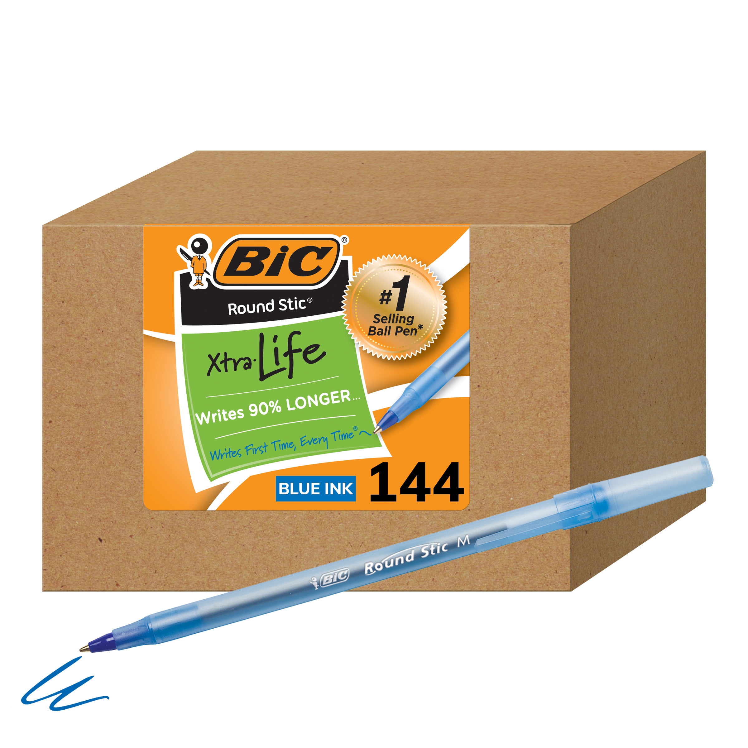 BIC Round Stic Xtra Life Ball Pen, Medium Point (1.0 mm), Blue, 144-Count - Walmart.com
