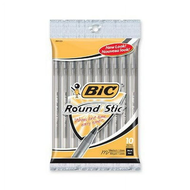 BIC Round Stic Xtra Life Ballpoint Pen, Medium Point (1.0mm), Black, 10 Count (Pack of 3 ...