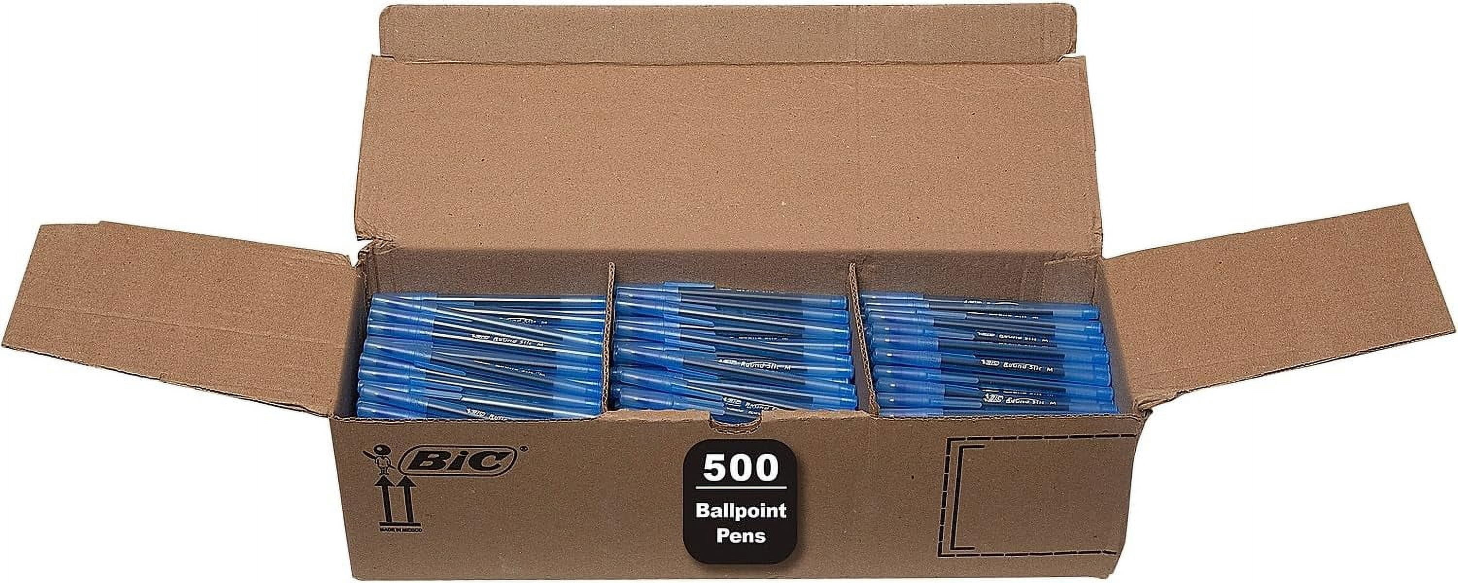 BIC Round Stic Xtra Life Blue Ballpoint Pens, Medium Point (1.0mm), 500 ...