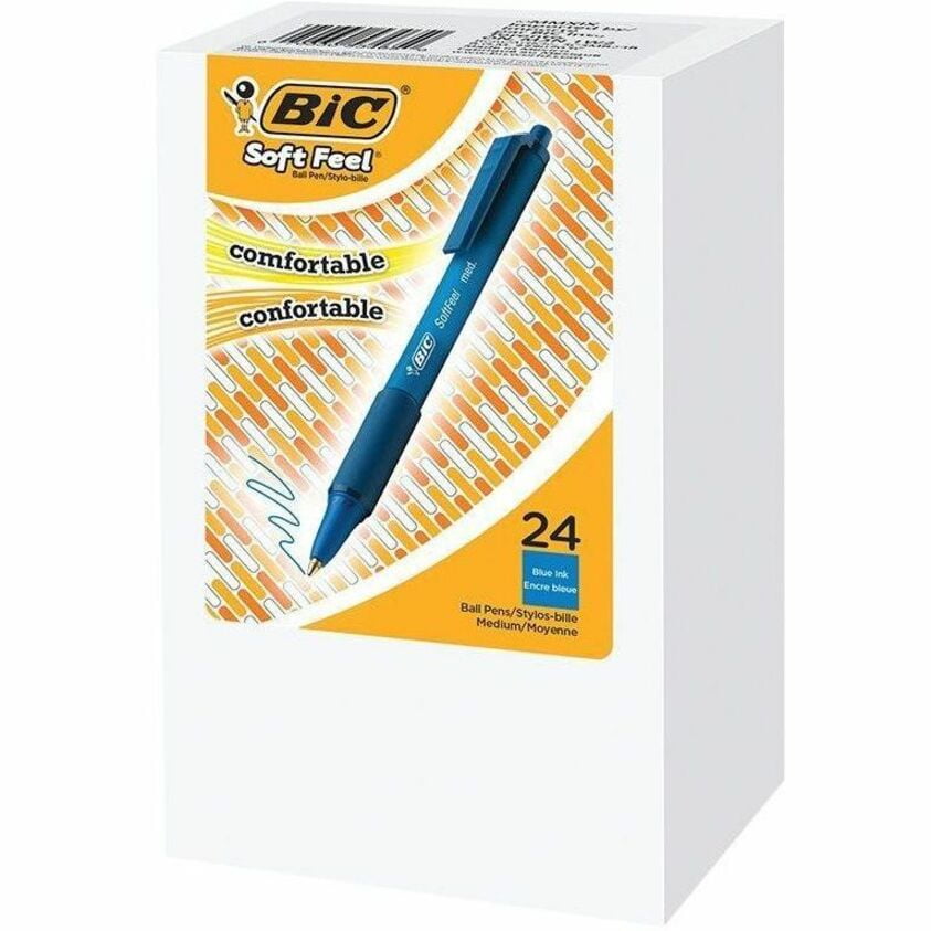 BIC SCSMB24B-BLU Soft Feel Blue Retractable Ballpoint Pens Medium Point ...