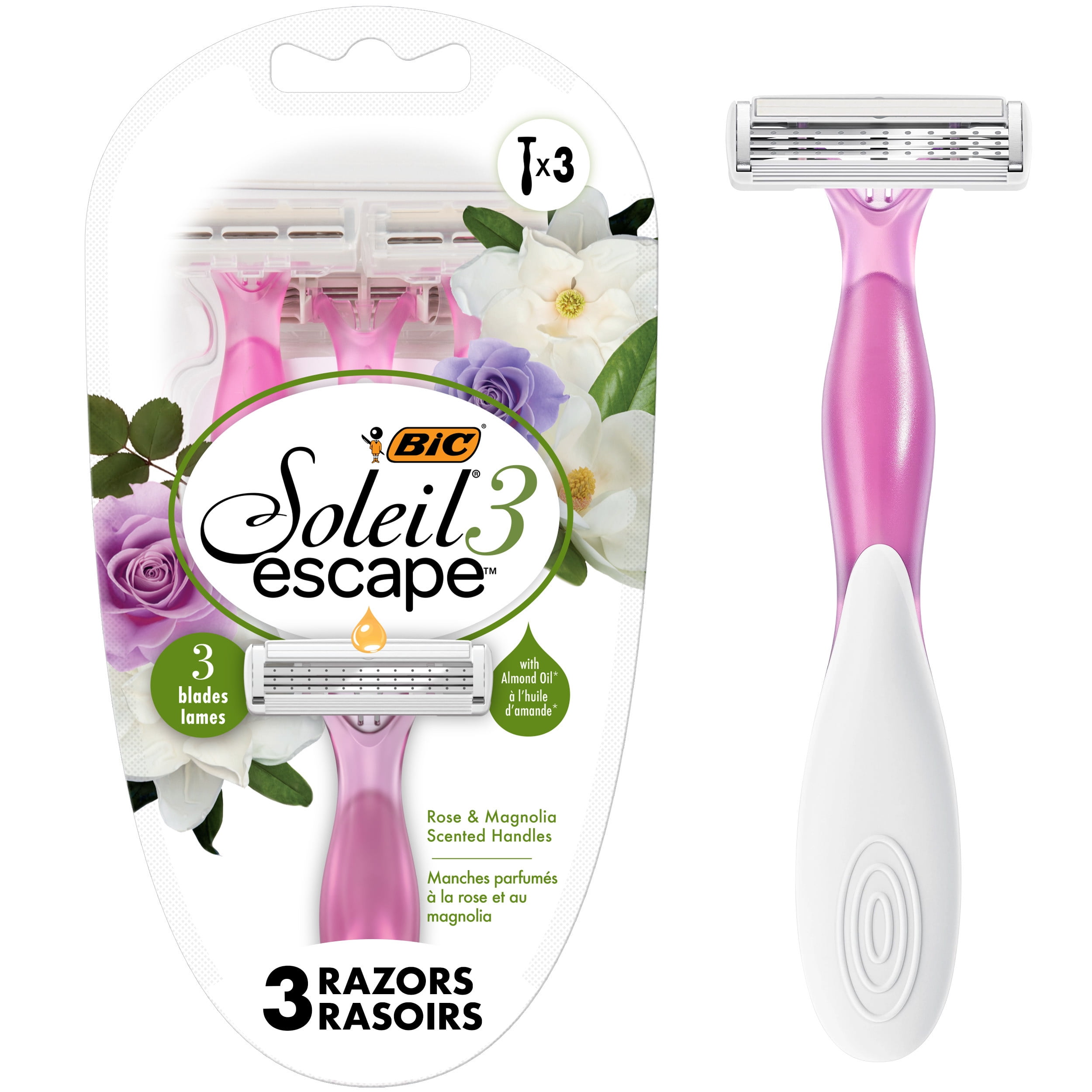 BIC Soleil Escape 3-Blade Disposable Razors, Rose and Magnolia Scented ...