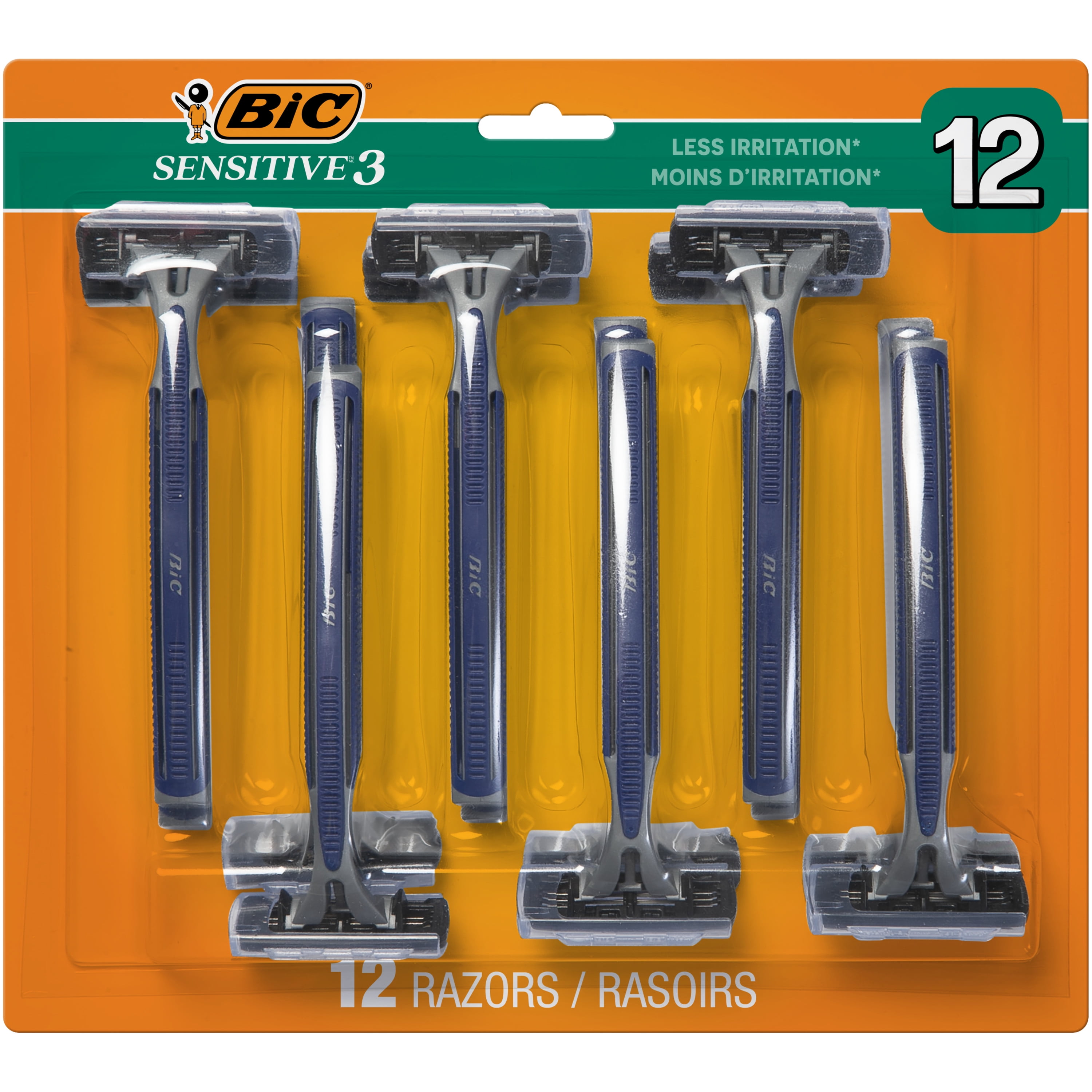 BIC Sensitive 3 Disposable Men's Razor with 3 Blades, Aloe Vera and ...